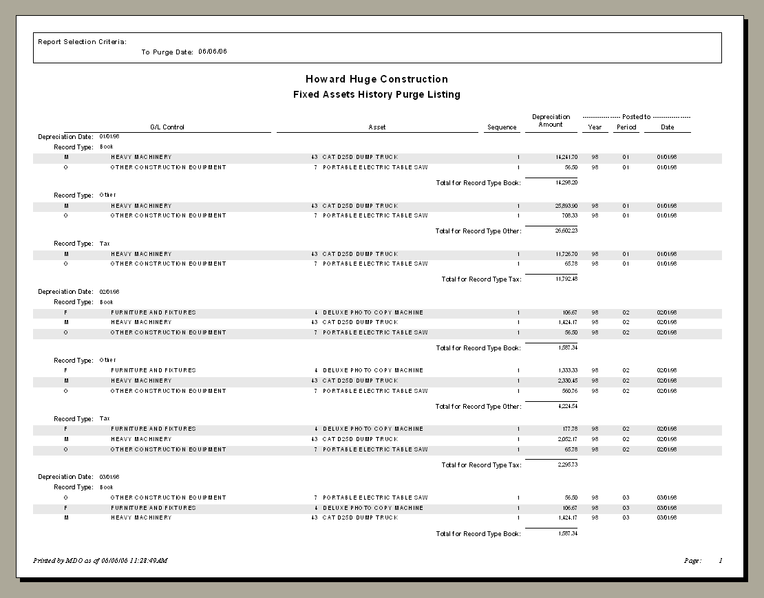 Fixed Assets History Purge Listing - Sample Report | Trimble Help (beta)