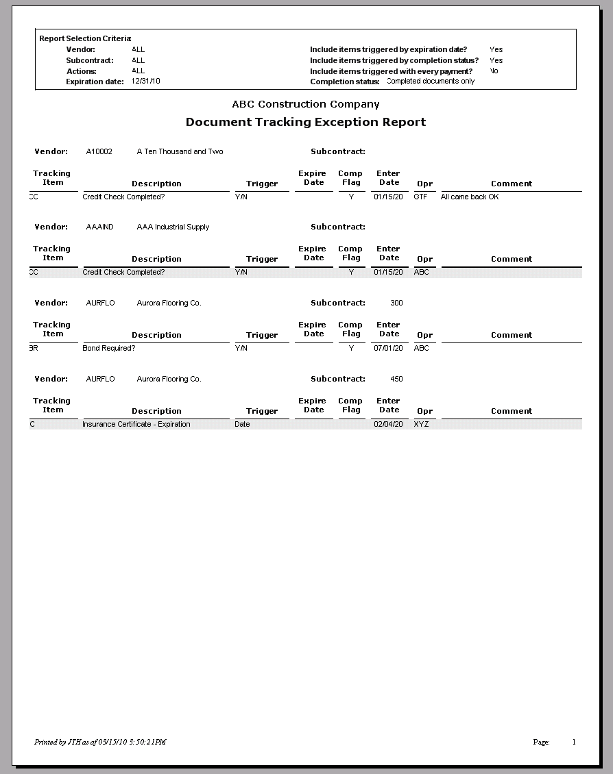 Document Tracking Exception Report, Completed Only | Trimble Help (beta)